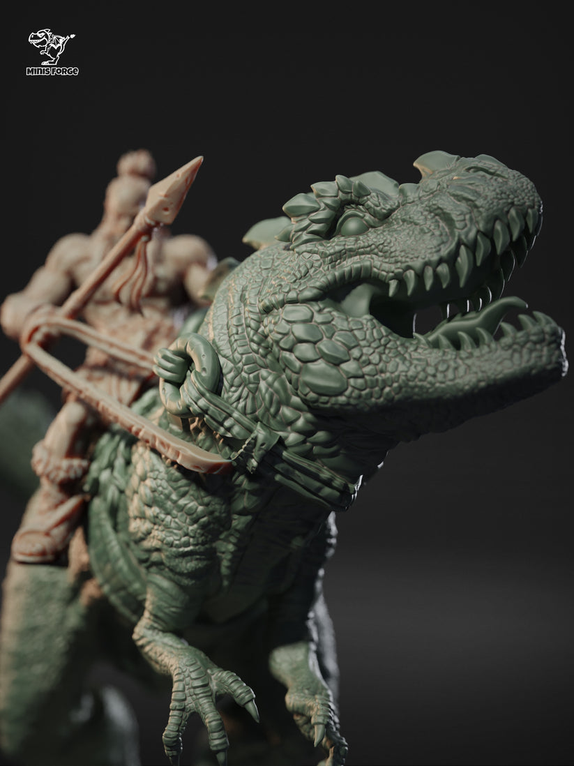 Barbarian Anbass T-Rex Miniature | Premium D&D Figure – Minis Forge Studio